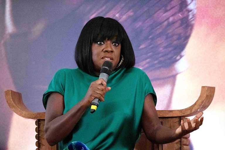 US actress Viola Davis speaks during a press conference in Rio de ...