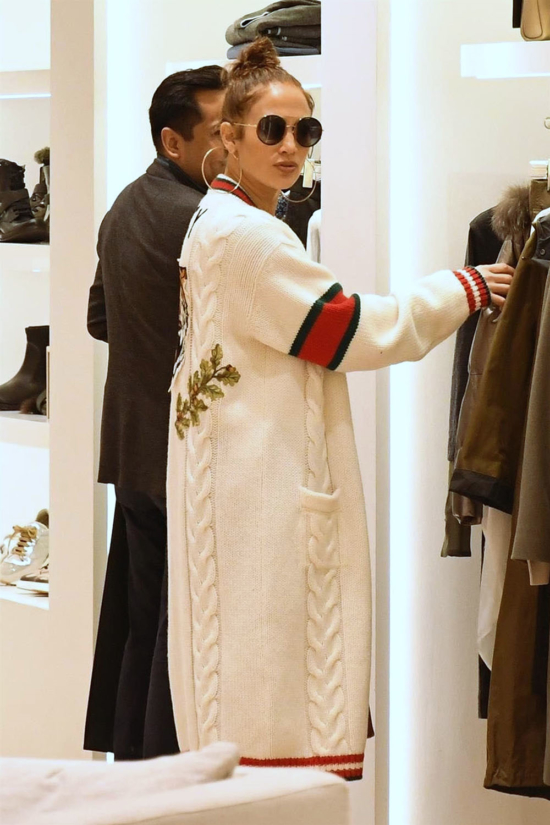 Celeb Style: Jennifer Lopez Wearing Gucci Embroidered Chunky Cable Knit ...