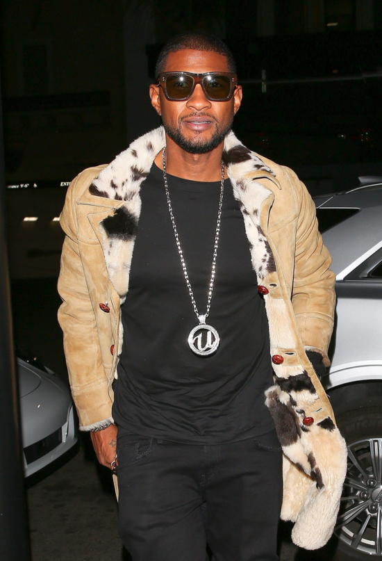 Singer Usher was seen arriving at Mastro’s restaurant for dinner with ...