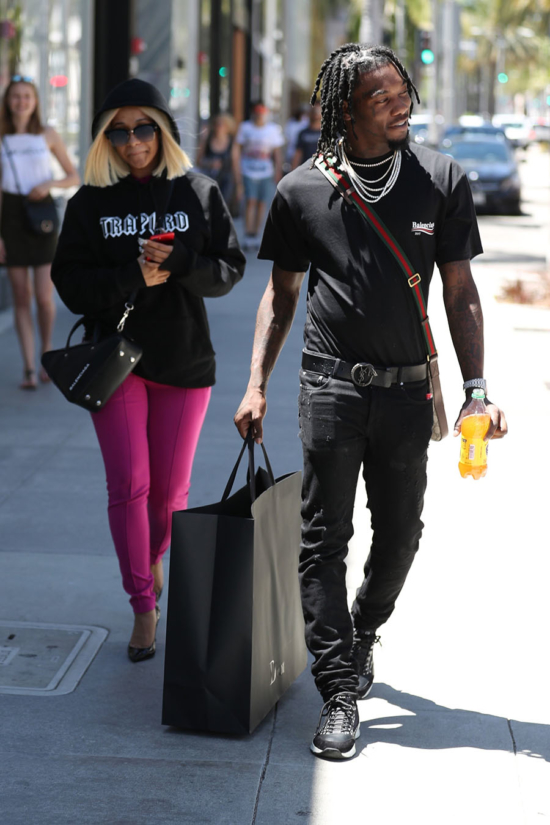 Offset from Migos & Cardi B go shopping on Rodeo Drive. The two swing ...