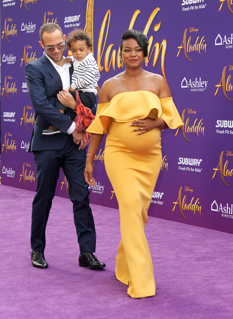Tatyana Ali, husband Vaughn Rasberry, son Edward Rasberry attend Disney ...