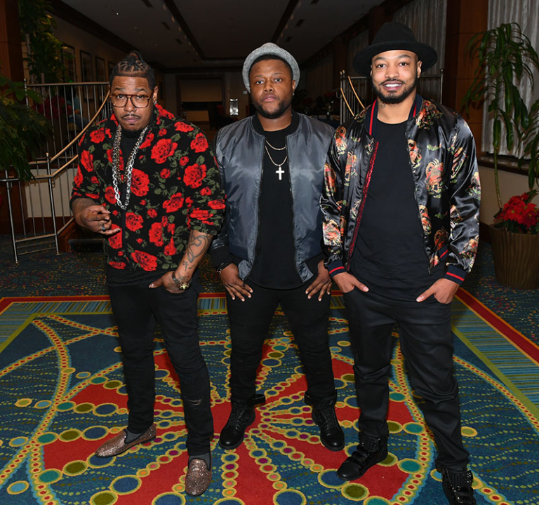 Robert Curry, Michael McCluney and Qwanell “Q” Mosley of Day 26 attend ...
