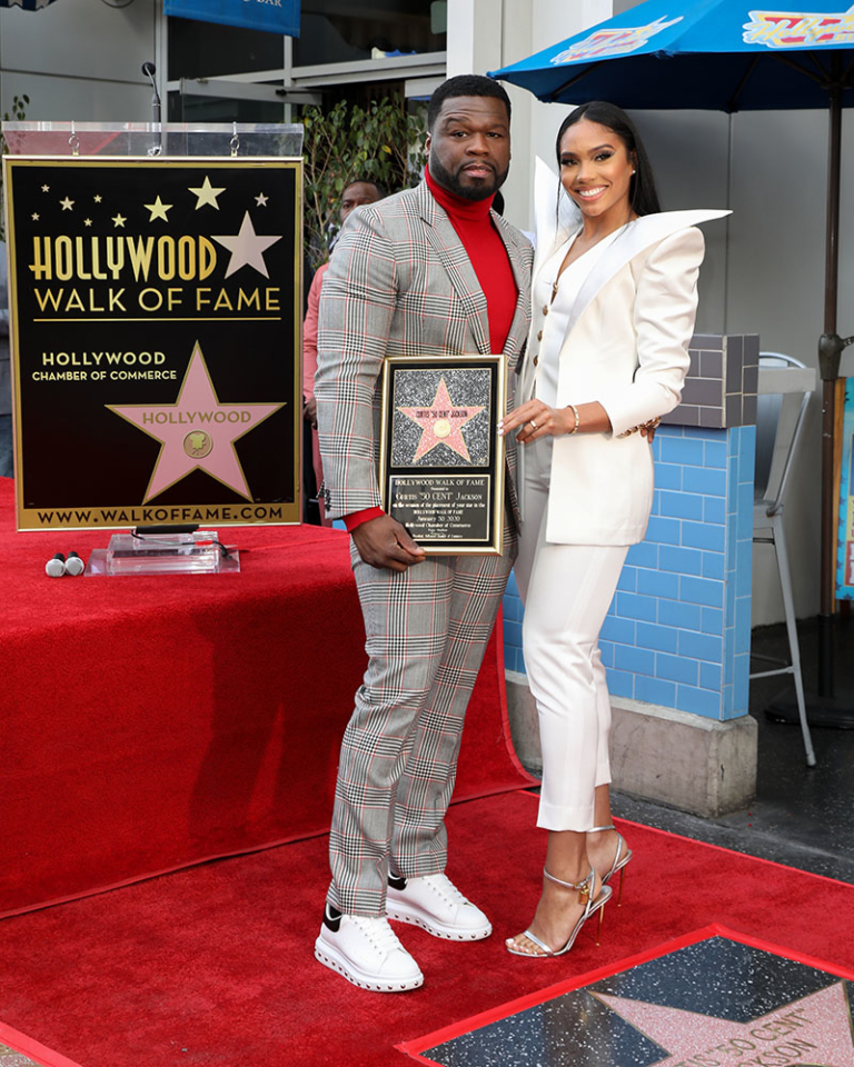 Curtis “50 Cent” Jackson and girlfriend Jamira Haines at his Star On ...