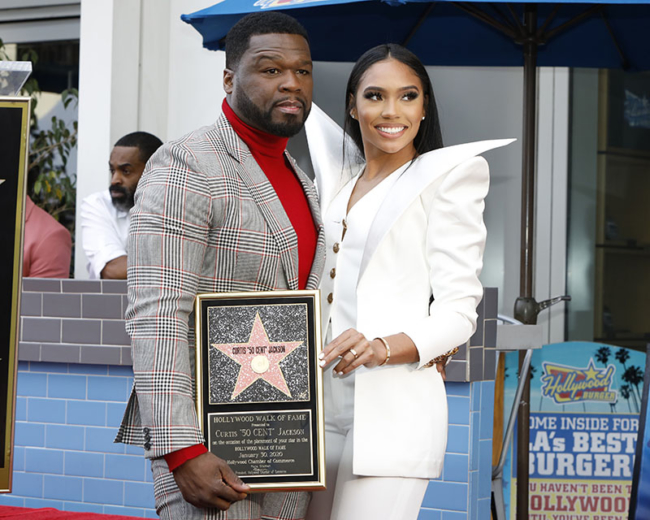 Curtis “50 Cent” Jackson and girlfriend Jamira Haines at his Star On ...