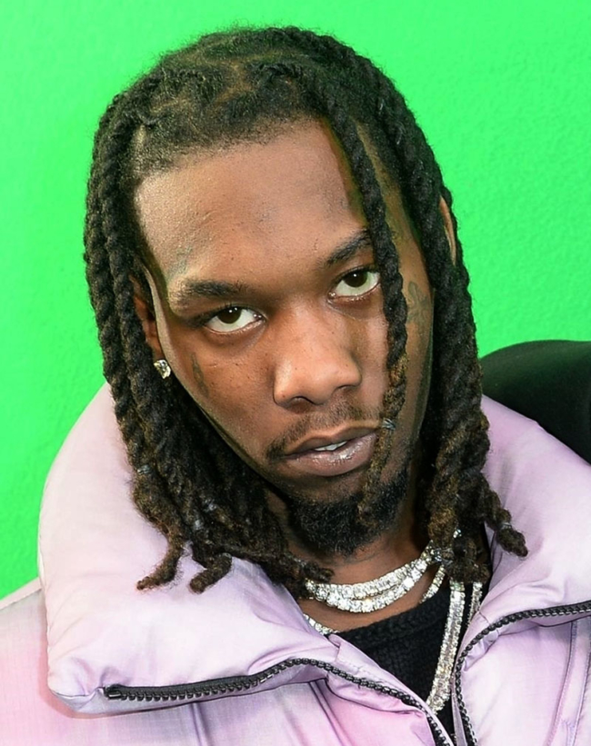 Offset pose backstage during the Off-White fashion show in Paris ...