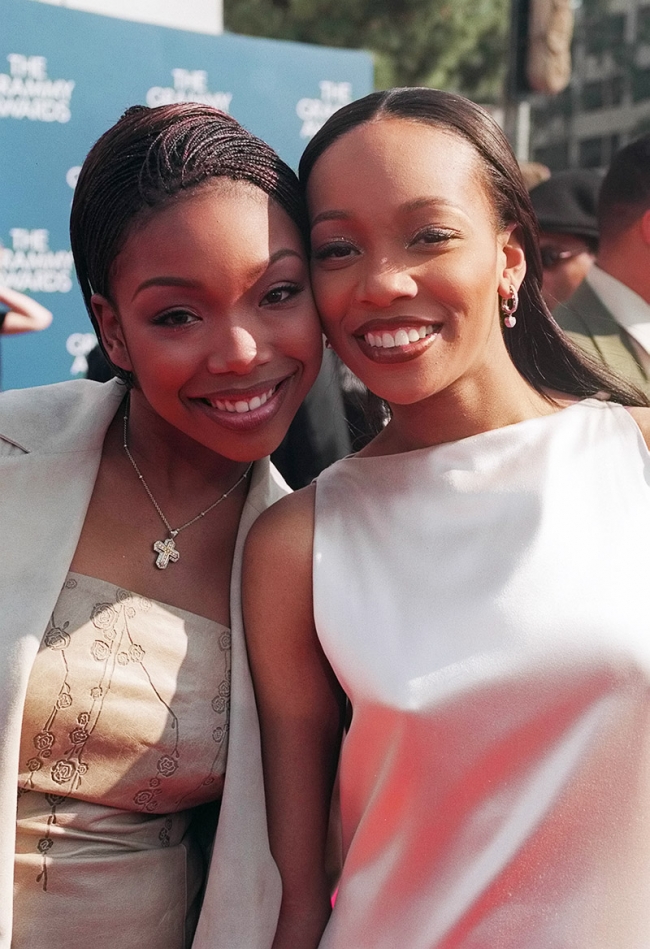 Brandy and Monica arrive at the “Grammy Awards” held in Los Angeles at ...