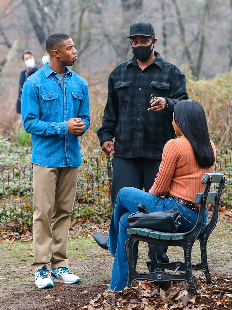 Denzel Washington, Chante Adams and Michael B. Jordan are seen at the ...