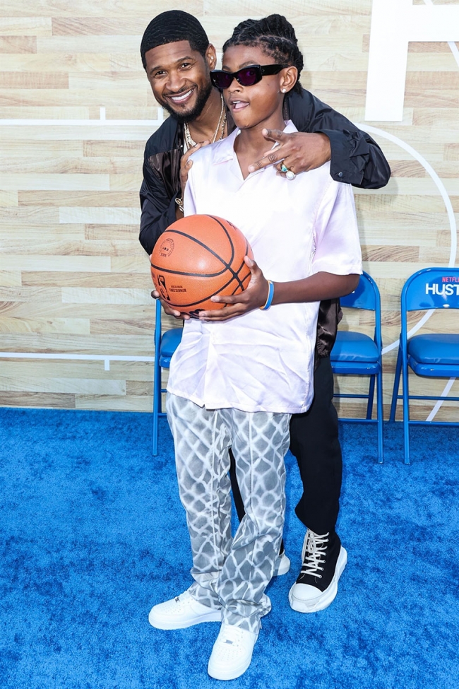 Westwood, CA – Usher and Usher “Cinco” Raymond V attend the Los Angeles ...