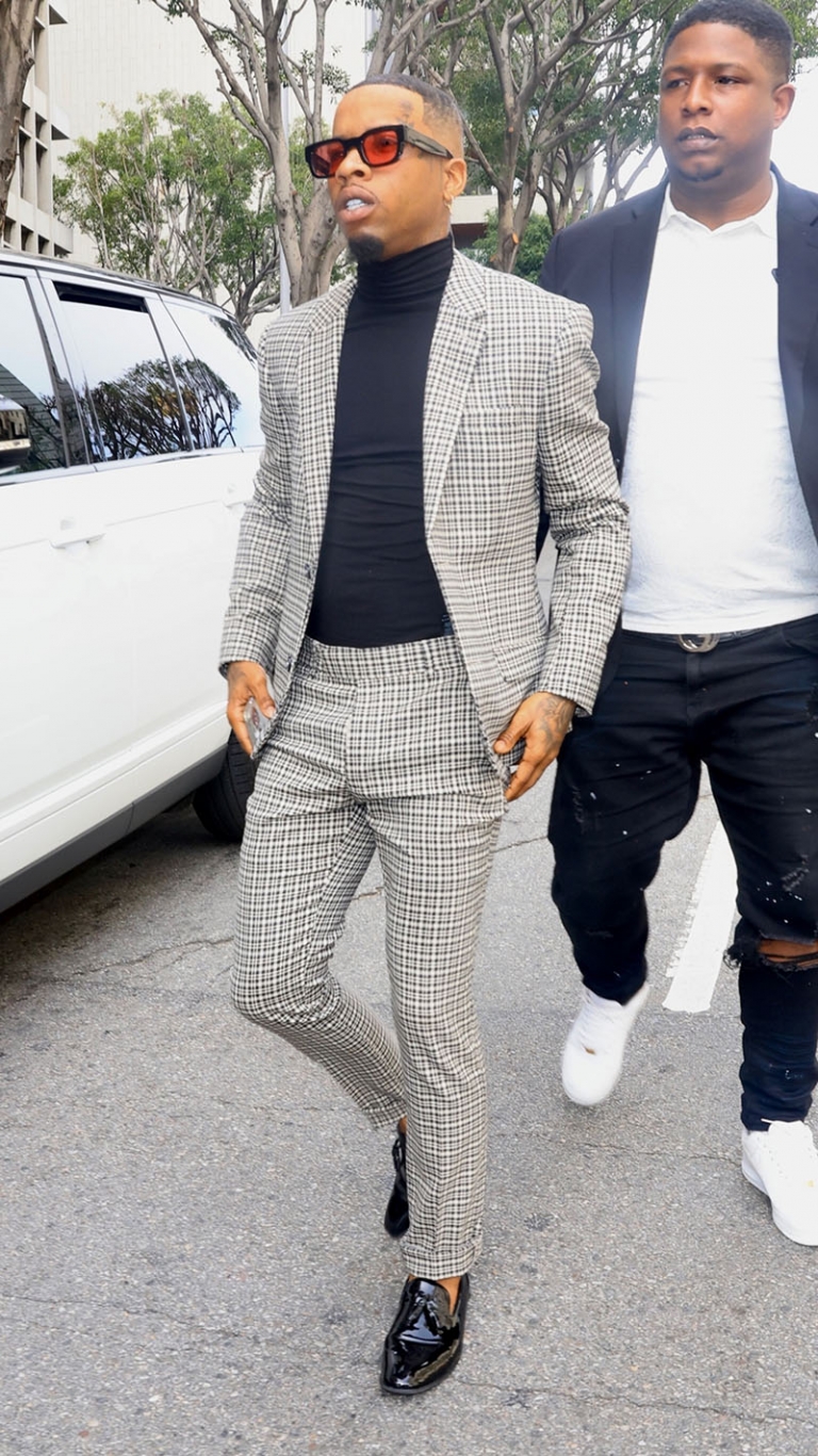 Tory Lanez arrives for day 5 of his court case in DTLA. CREDIT: NYP ...