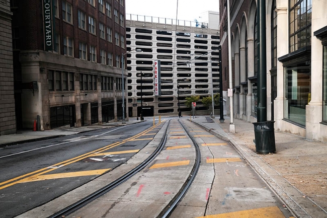ATLANTA, GEORGIA – DECEMBER 07: Few people walk through the streets of ...