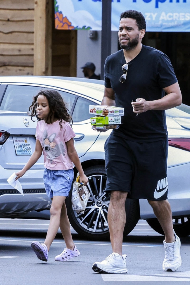 Los Angeles, CA – *EXCLUSIVE* – Award-winning actor Michael Ealy shares a special moment with ...