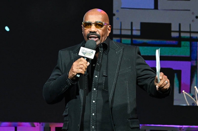 ATLANTA, GEORGIA – AUGUST 27: Steve Harvey speaks onstage during Day 2 ...