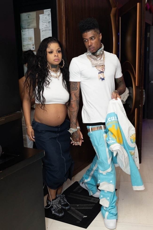 Miami, FL – Blueface and Chrisean party together in a Miami nightclub ...