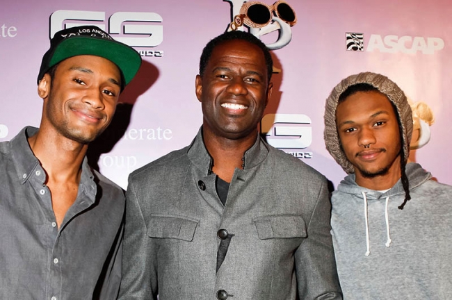 HOLLYWOOD, CA – FEBRUARY 09: (L-R) Brian McKnight Jr., Brian McKnight ...