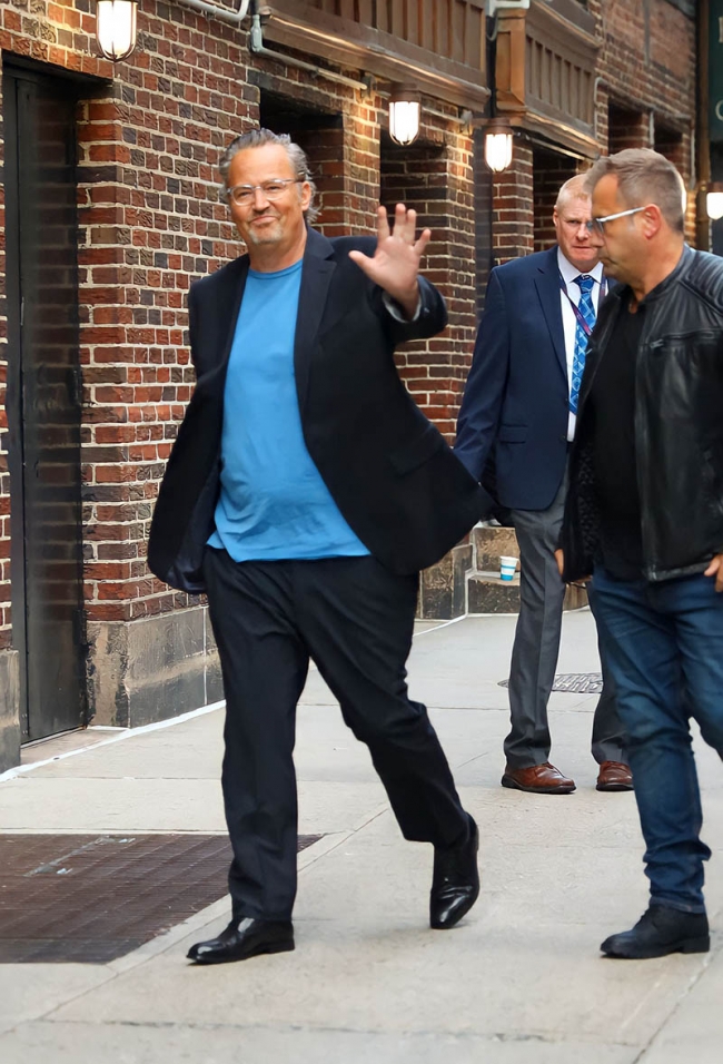 Matthew Perry seen arriving to the Late Show with Stephen Colbert ...