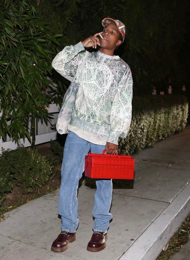 *EXCLUSIVE* West Hollywood, CA – ASAP Rocky enjoys a solo dinner with a ...
