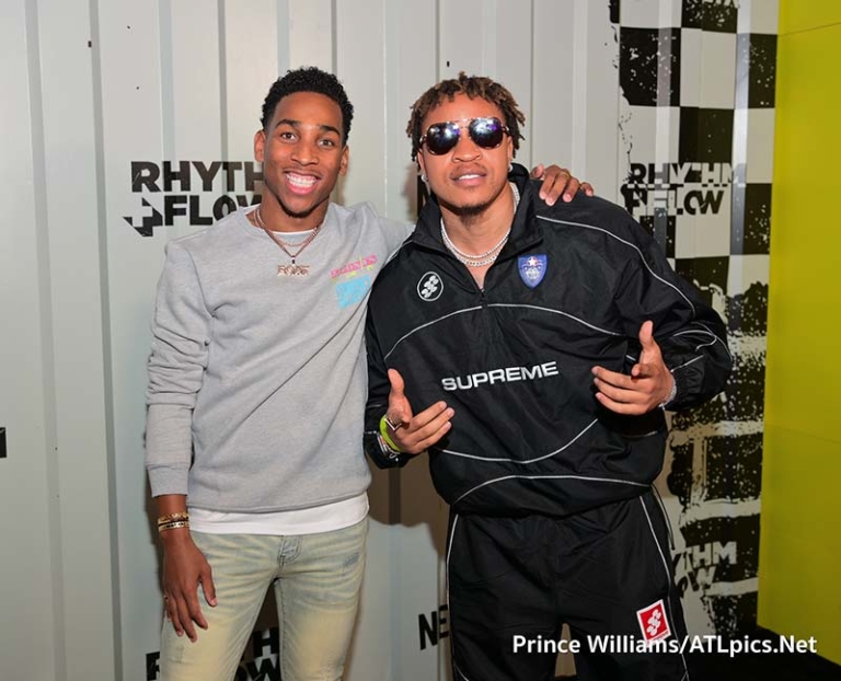 FlyGuy DC (L) and Rotimi (R) at Netflix’s Rhythm + Flow Fan Fest at The ...