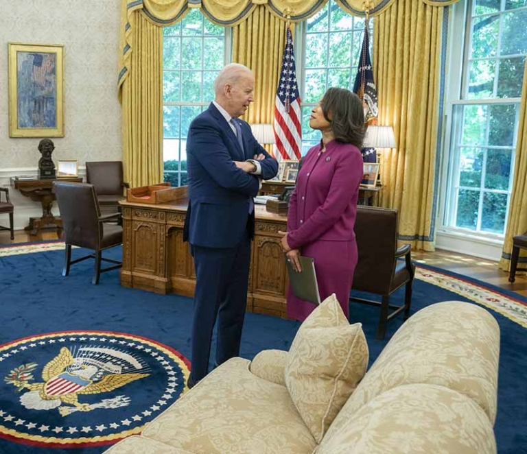 President Joe Biden meets with Rep. Lisa Blunt Rochester, (D-Del.), on ...