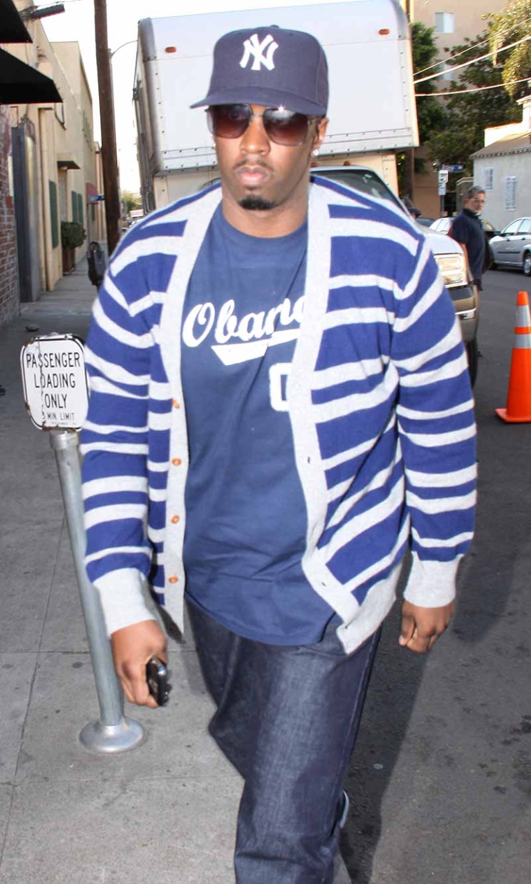 Sean Combs arriving at the Dream Bigger Studio for a recording for a ...