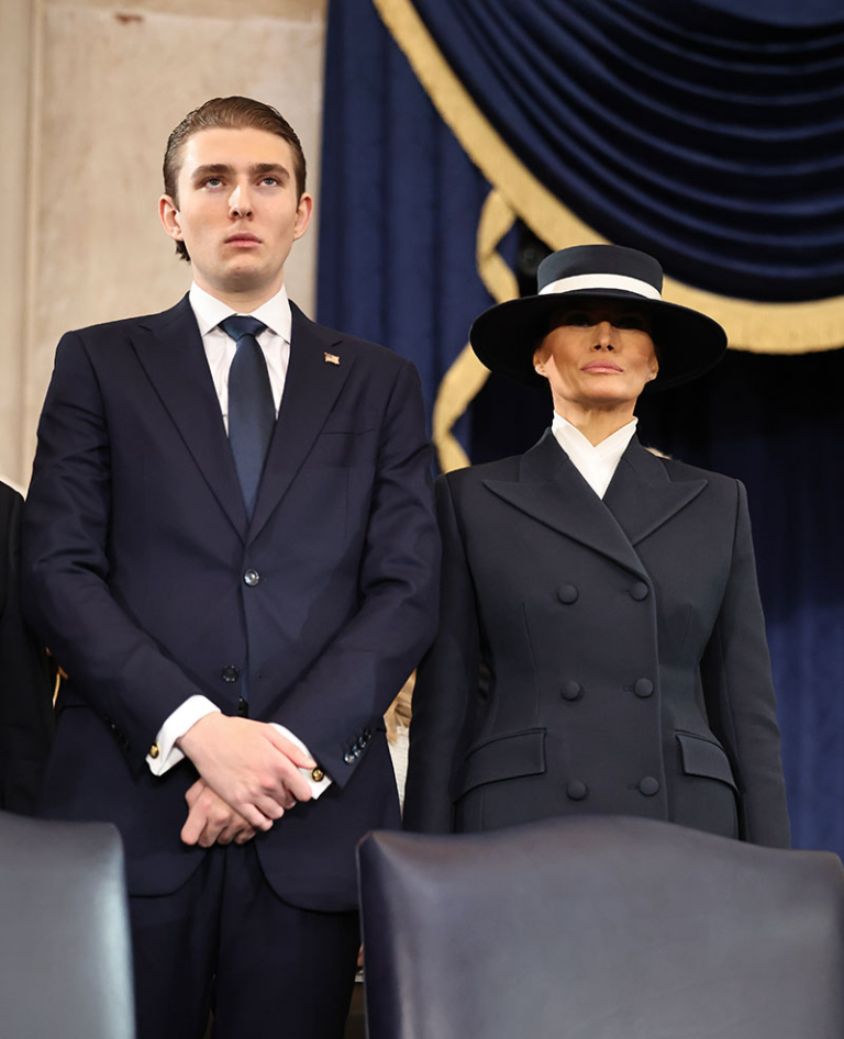 WASHINGTON, DC – JANUARY 20: Barron Trump and Melania Trump attend the ...