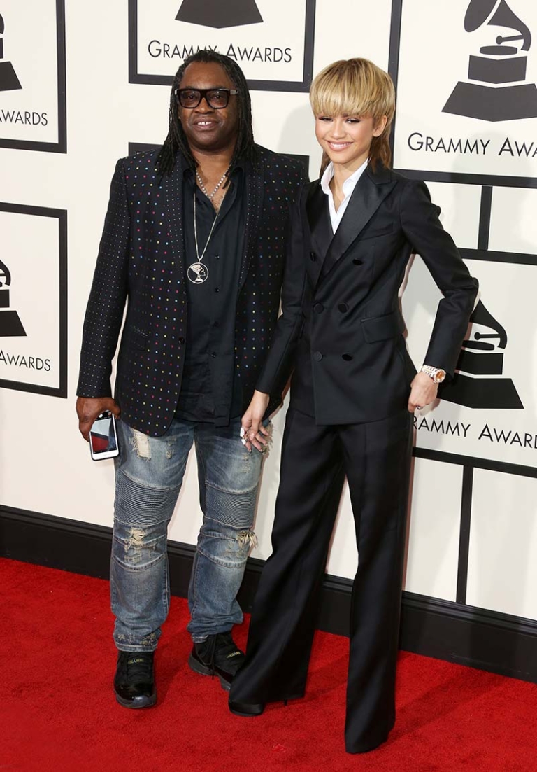 Kazembe Ajamu Coleman, Zendaya at the 58th Annual GRAMMY Awards in Los ...