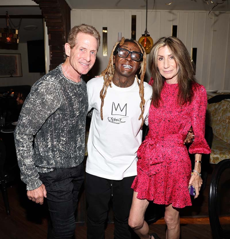 LOS ANGELES, CALIFORNIA – SEPTEMBER 25: (L-R) Skip Bayless, Lil Wayne ...