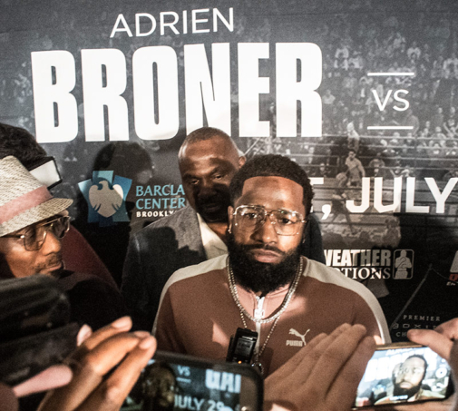 NEW YORK, NY – June 19: Adrien Broner speaks during the Adrien Broner ...